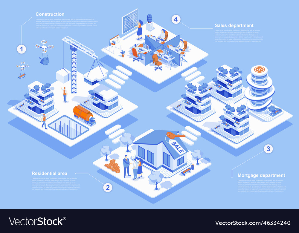 Real estate concept 3d isometric web scene Vector Image