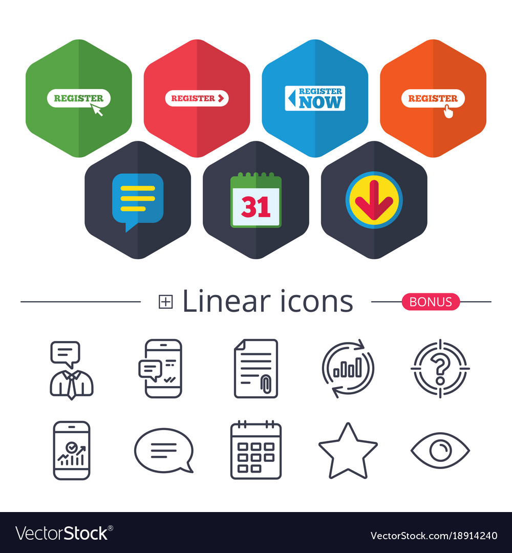 Register with hand pointer icon mouse cursor Vector Image