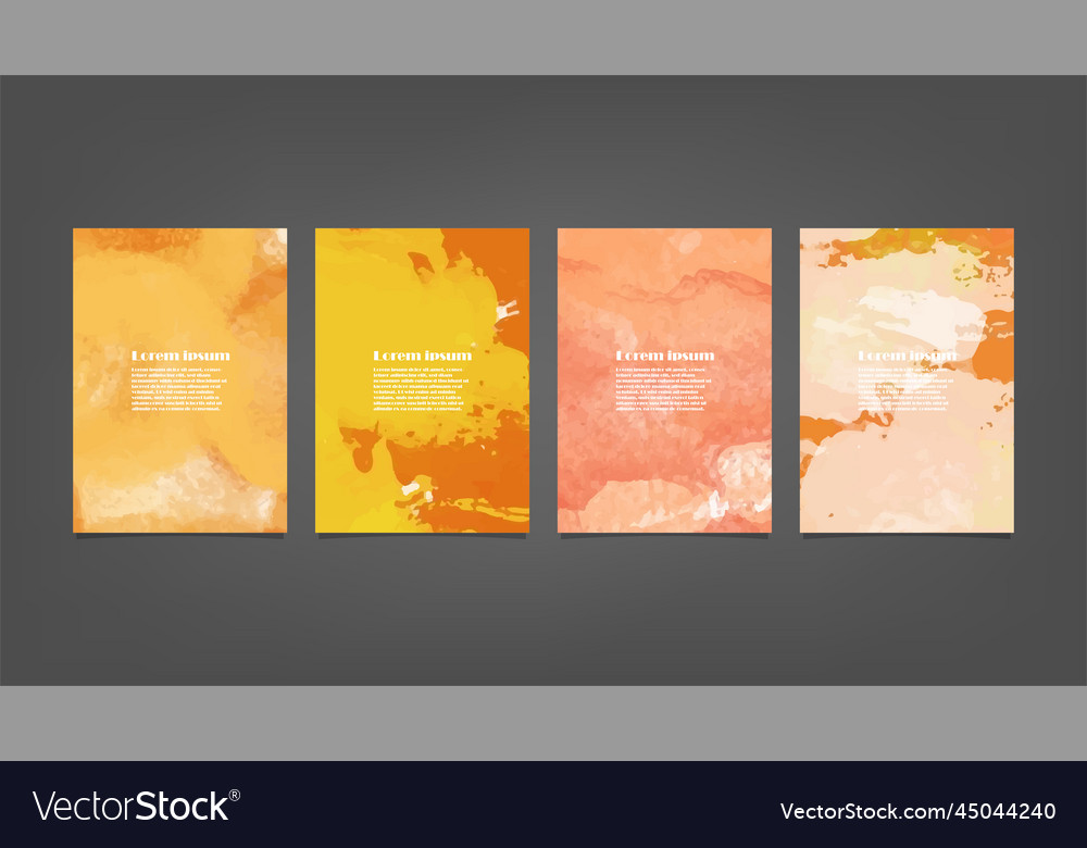 Set of orange watercolor backgrounds for poster Vector Image