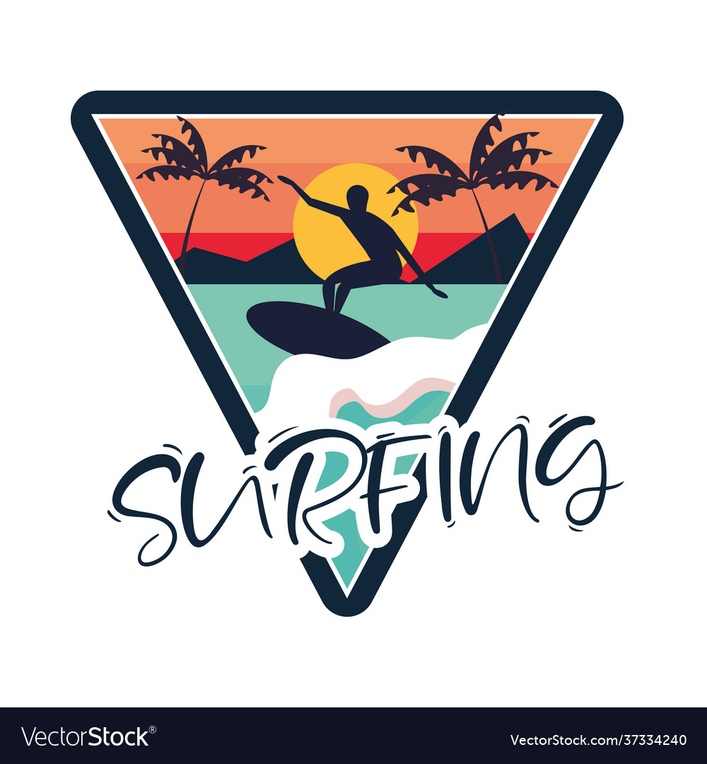 Surfing patch design Royalty Free Vector Image