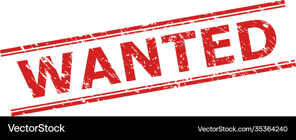Wanted stamp with unclean style and double Vector Image