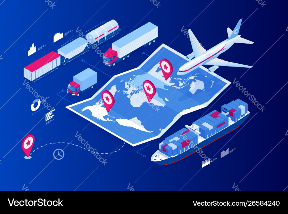 Web template banner global logistics network flat Vector Image