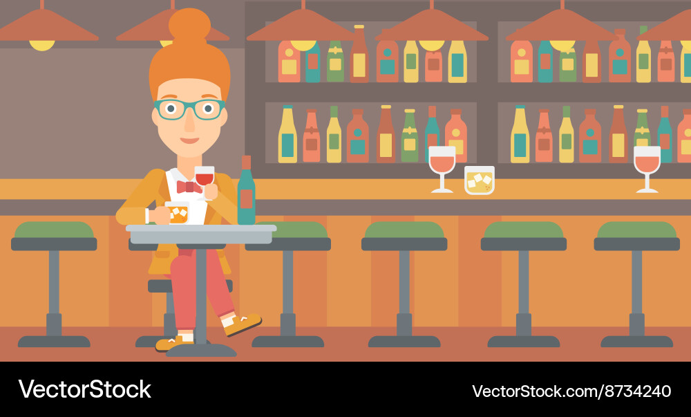 Woman sitting at bar Royalty Free Vector Image