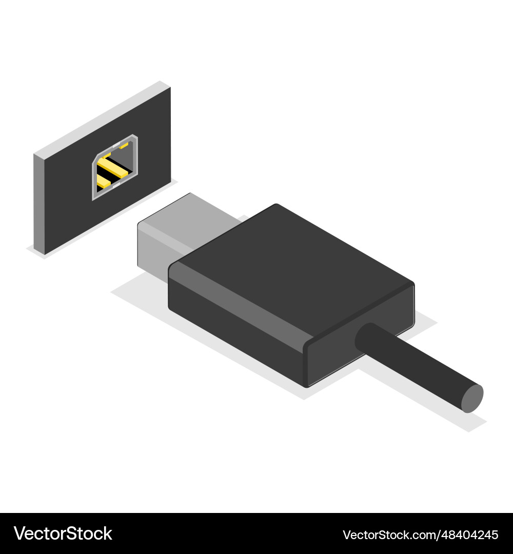 3d isometric flat set of usb types item 4 Vector Image