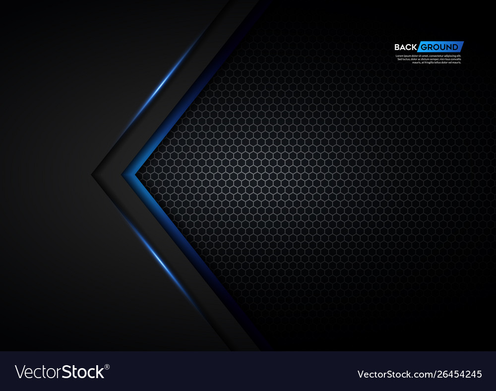 Blue Light Arrow Black With Hexagon Mesh Vector Image 