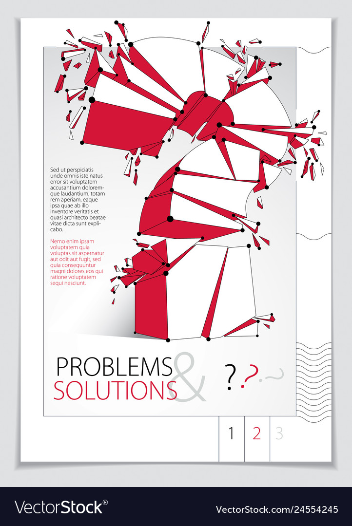 Broken question mark exploding brochure or flyer Vector Image