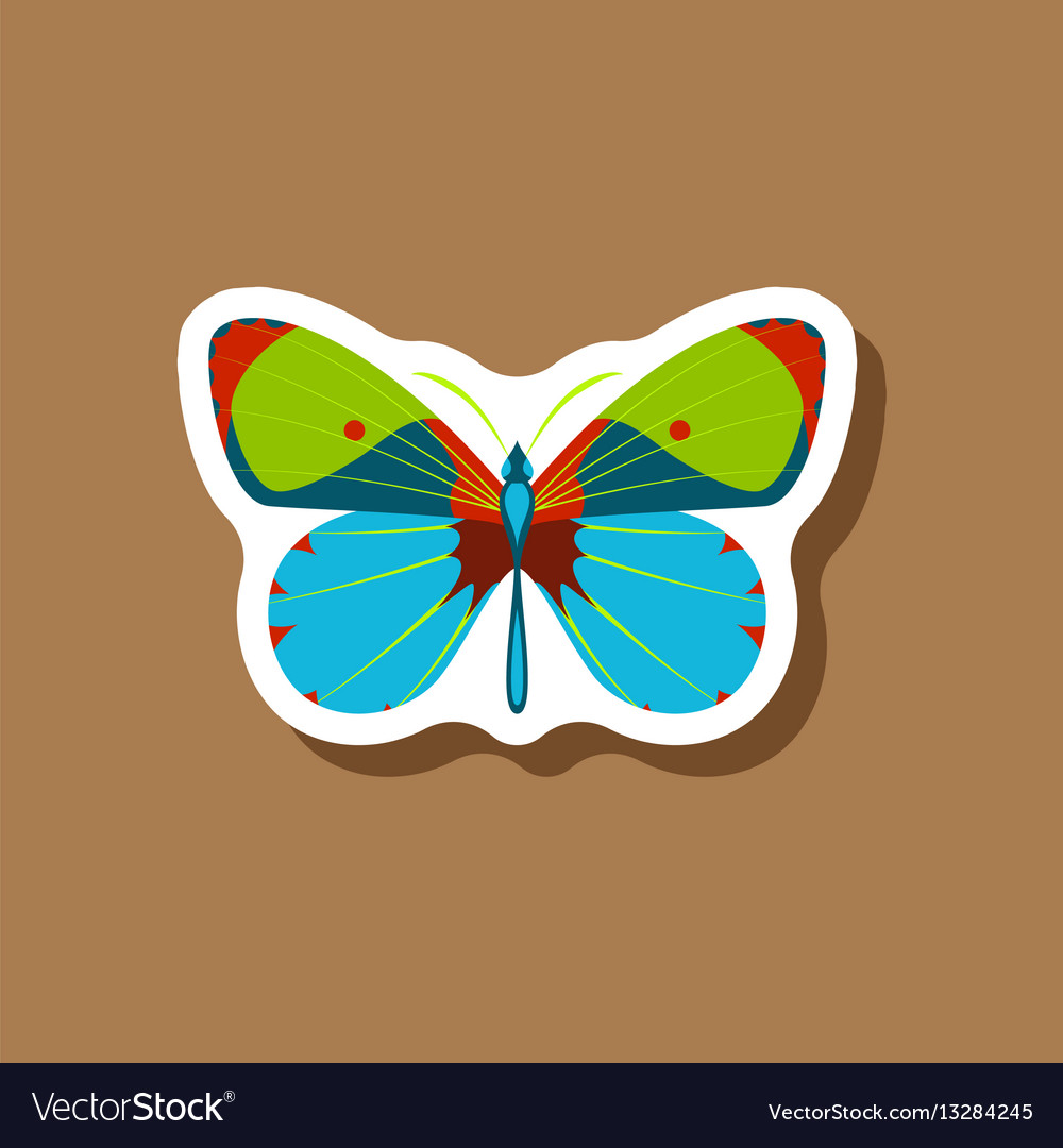 Butterfly Paper Sticker On Stylish Background Vector Image