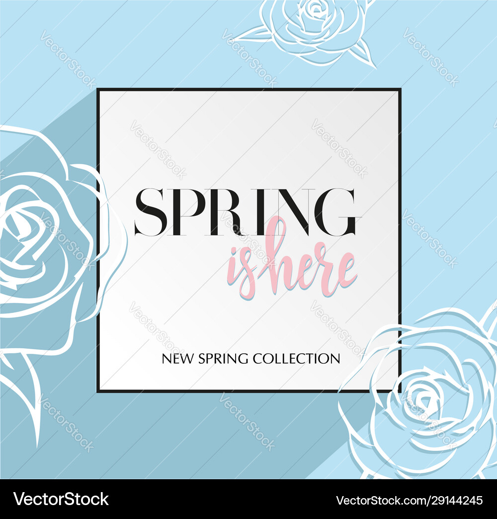 Design banner with lettering spring is here logo Vector Image