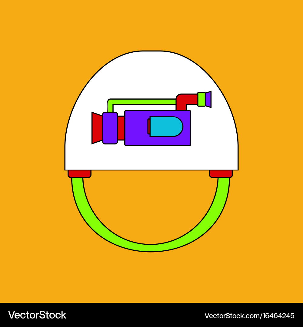 Flat icon design collection helmet with video cam Vector Image