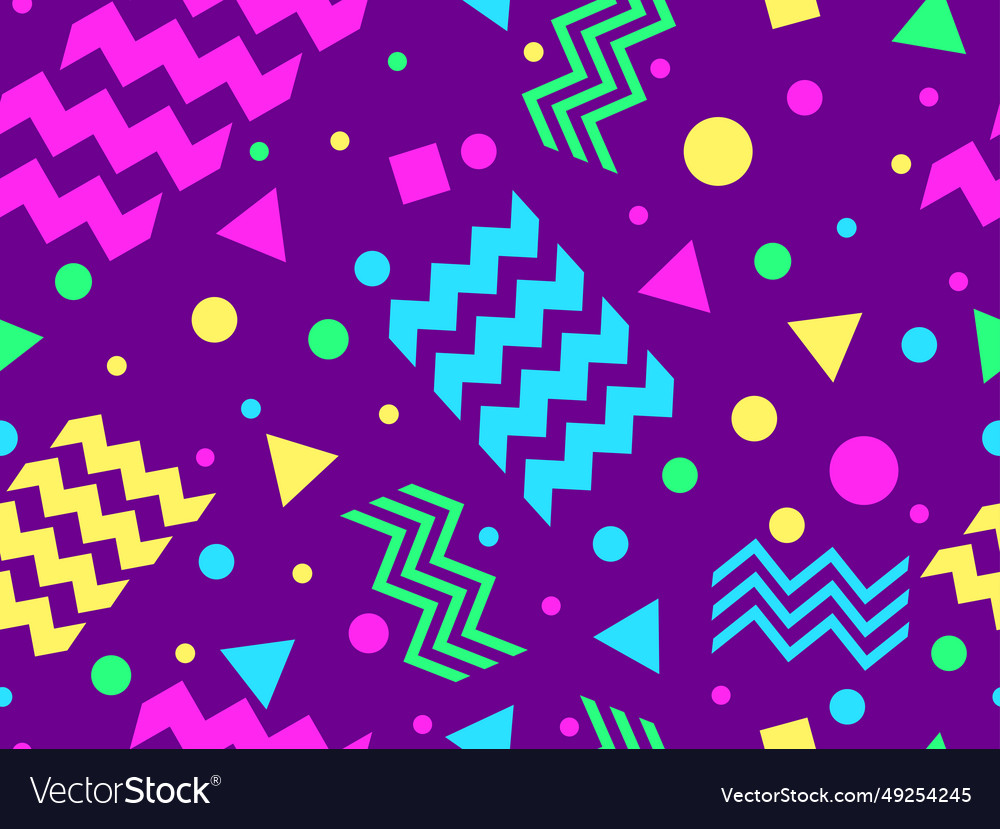 Geometric seamless pattern with memphis elements Vector Image