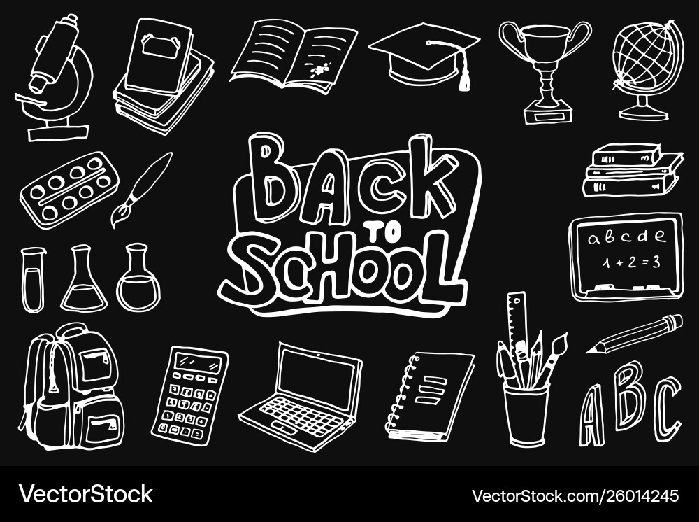 Hand drawn back to school doodle sketch Royalty Free Vector