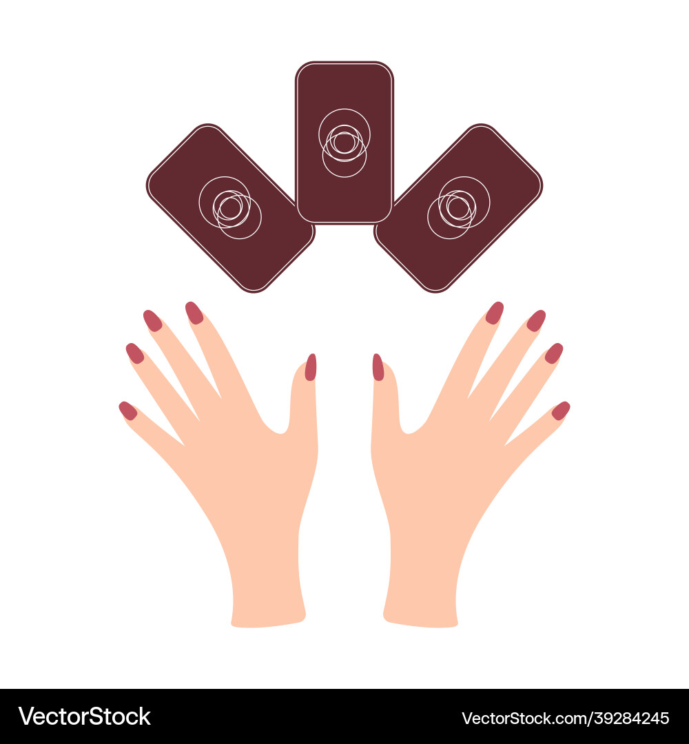 Hands with tarot cards magic symbols flat Vector Image