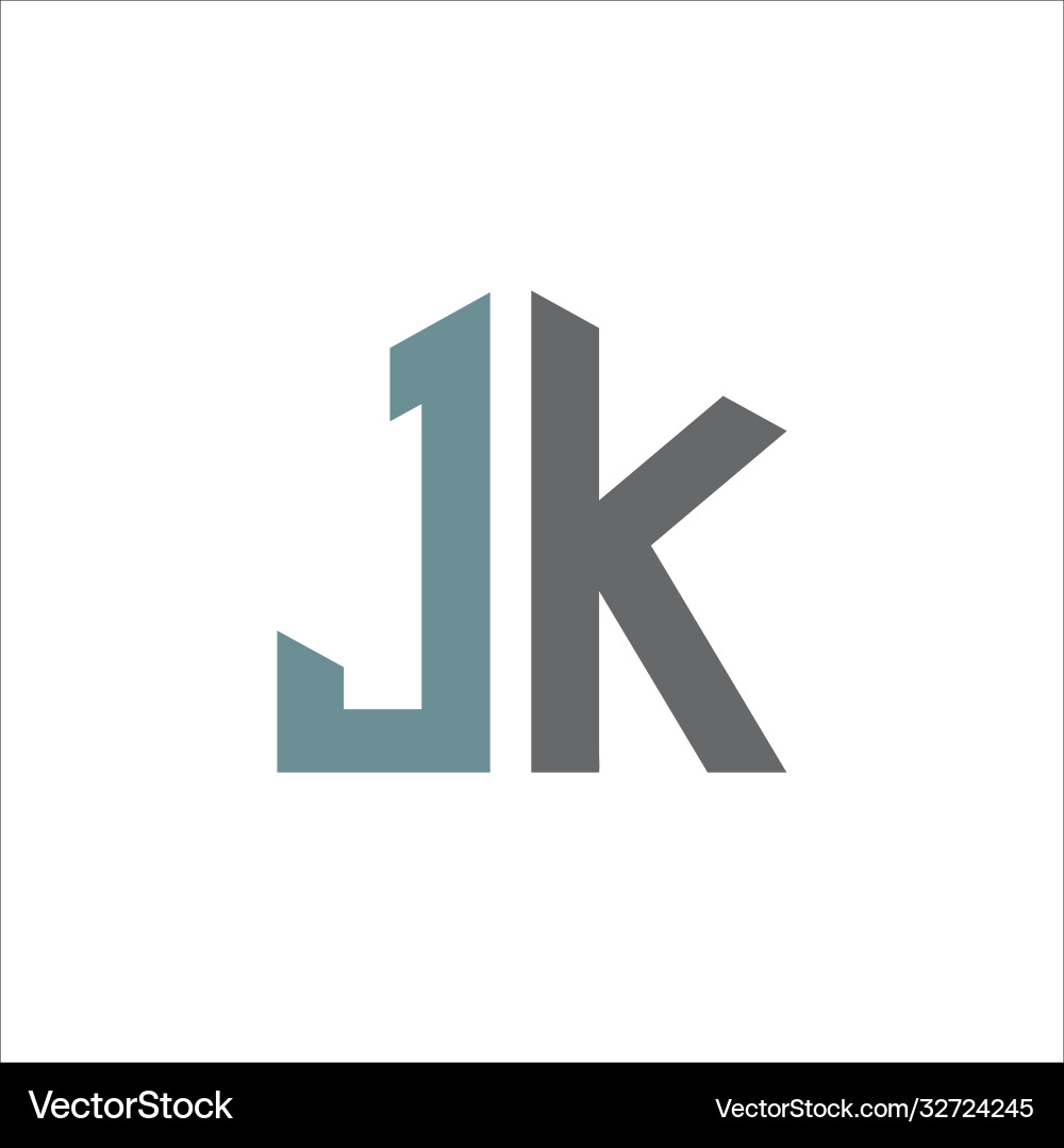 Initial letter jk logo or kj design Royalty Free Vector