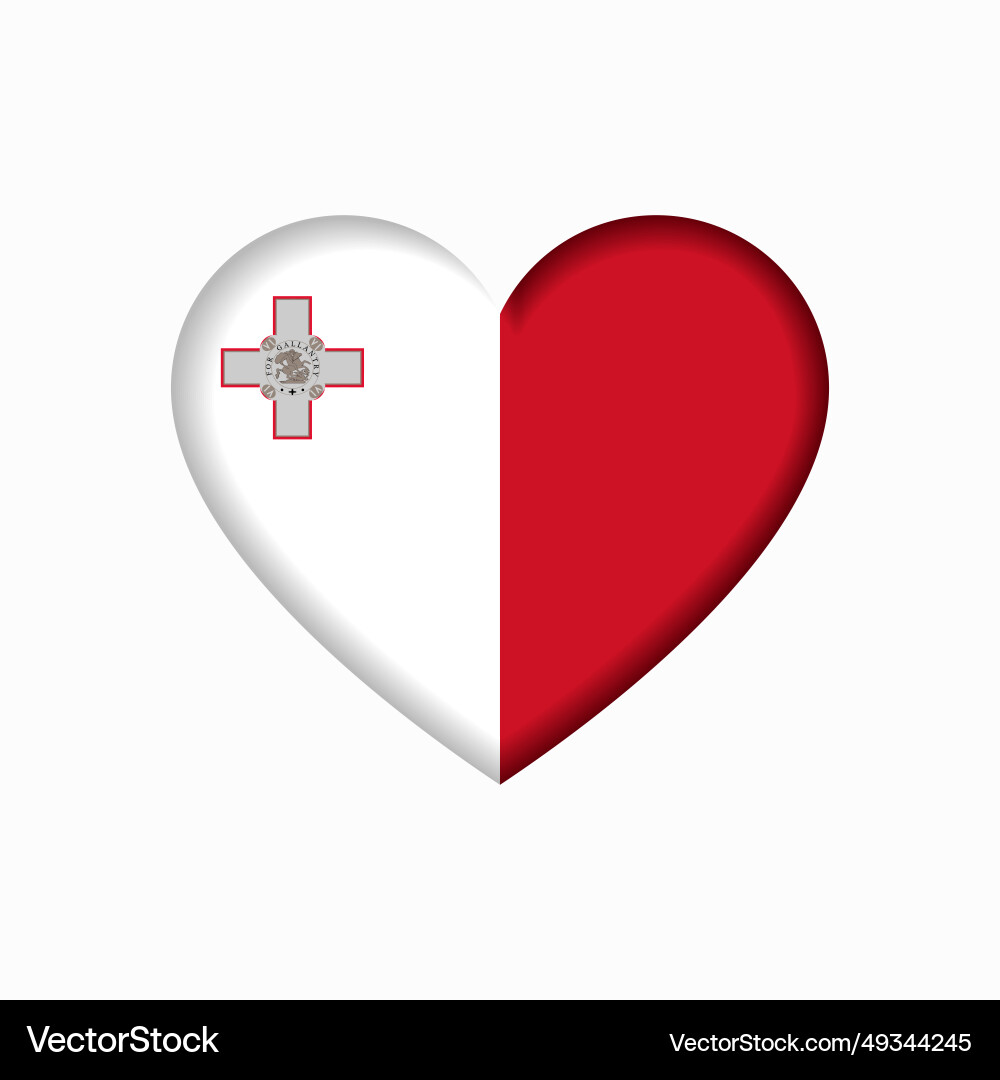 Maltese flag heart-shaped sign Royalty Free Vector Image