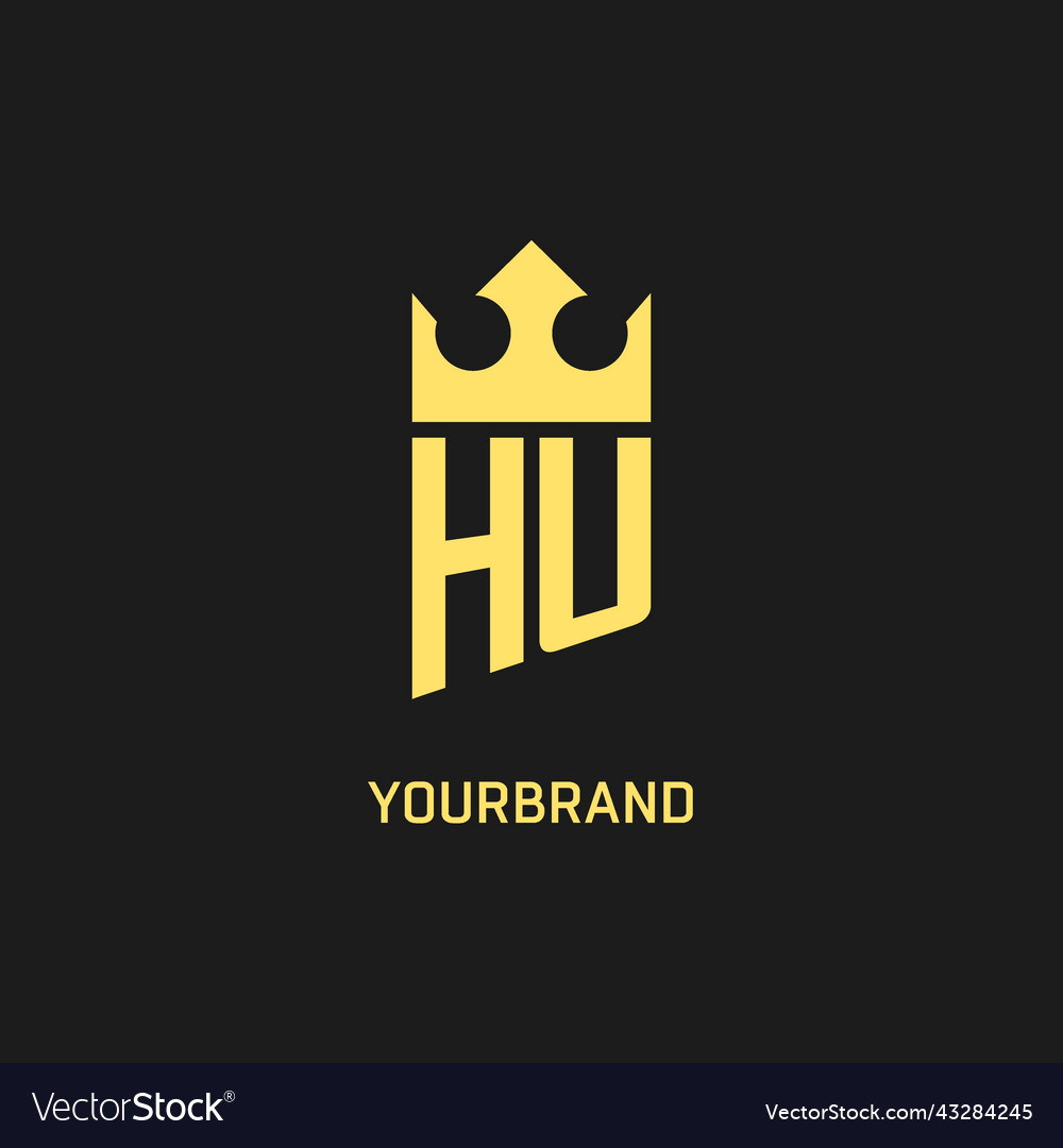 Monogram hu logo shield crown shape elegant Vector Image