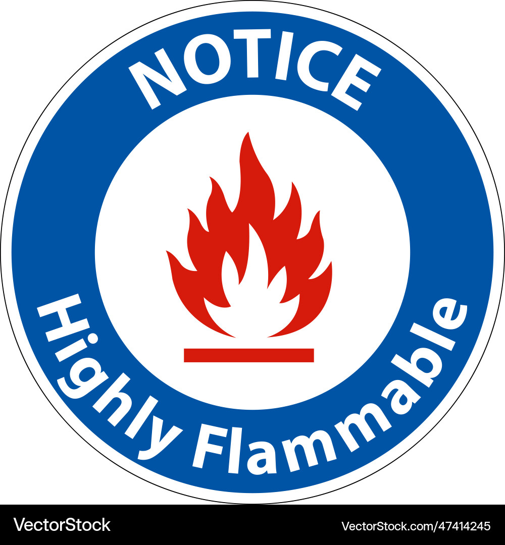 Notice highly flammable sign on white background Vector Image