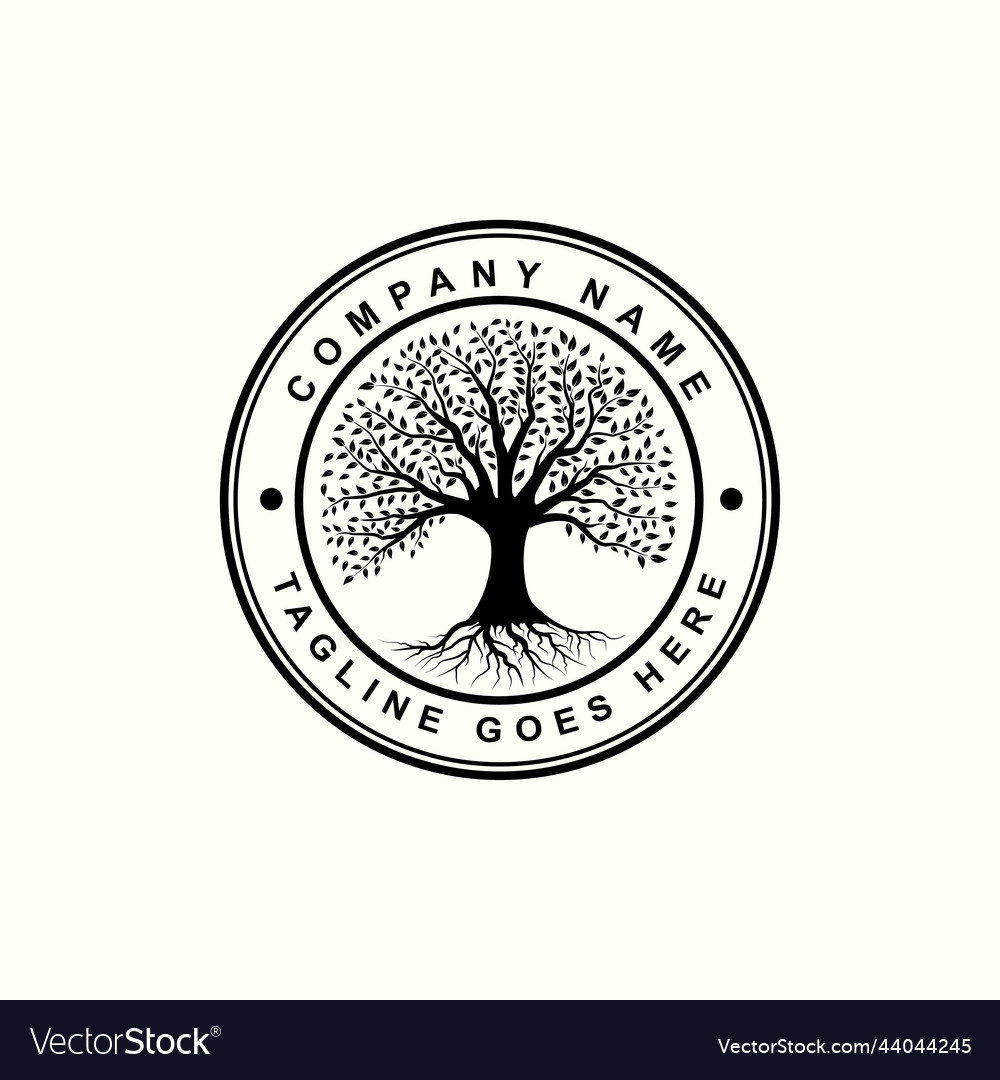 Oak tree logo design tree circle shape tree Vector Image