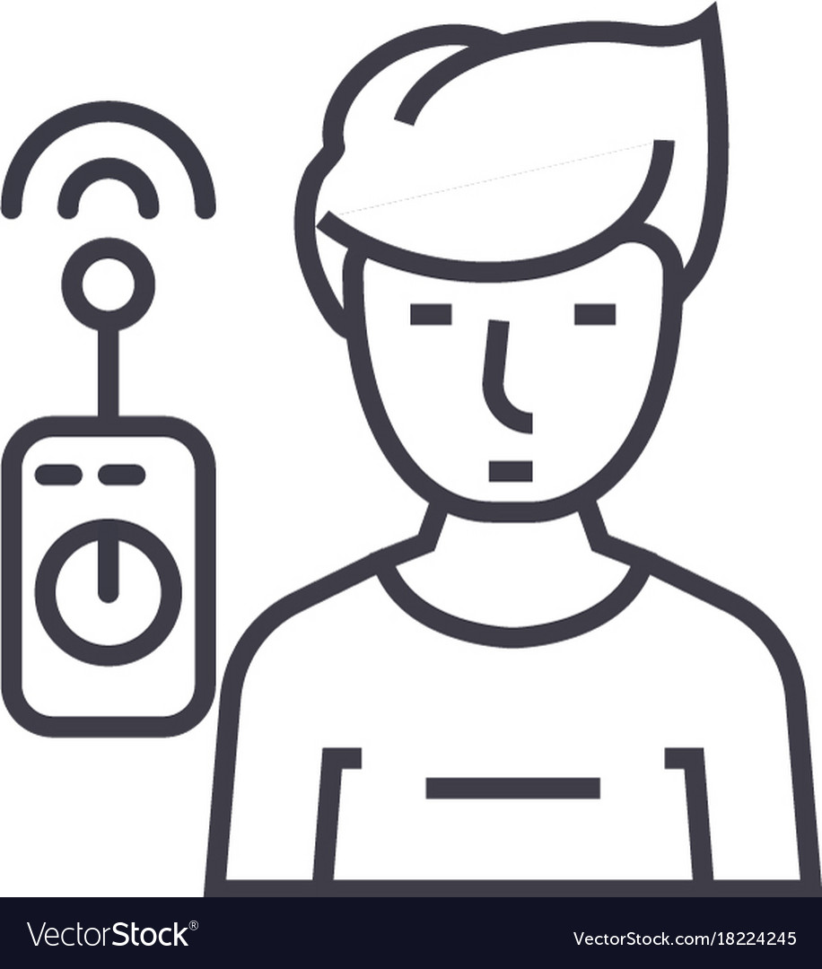 Operator with remote controller linear icon sign Vector Image