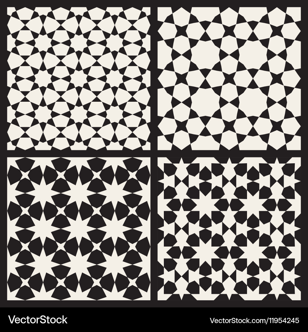 Set four seamless islamic stars Royalty Free Vector Image