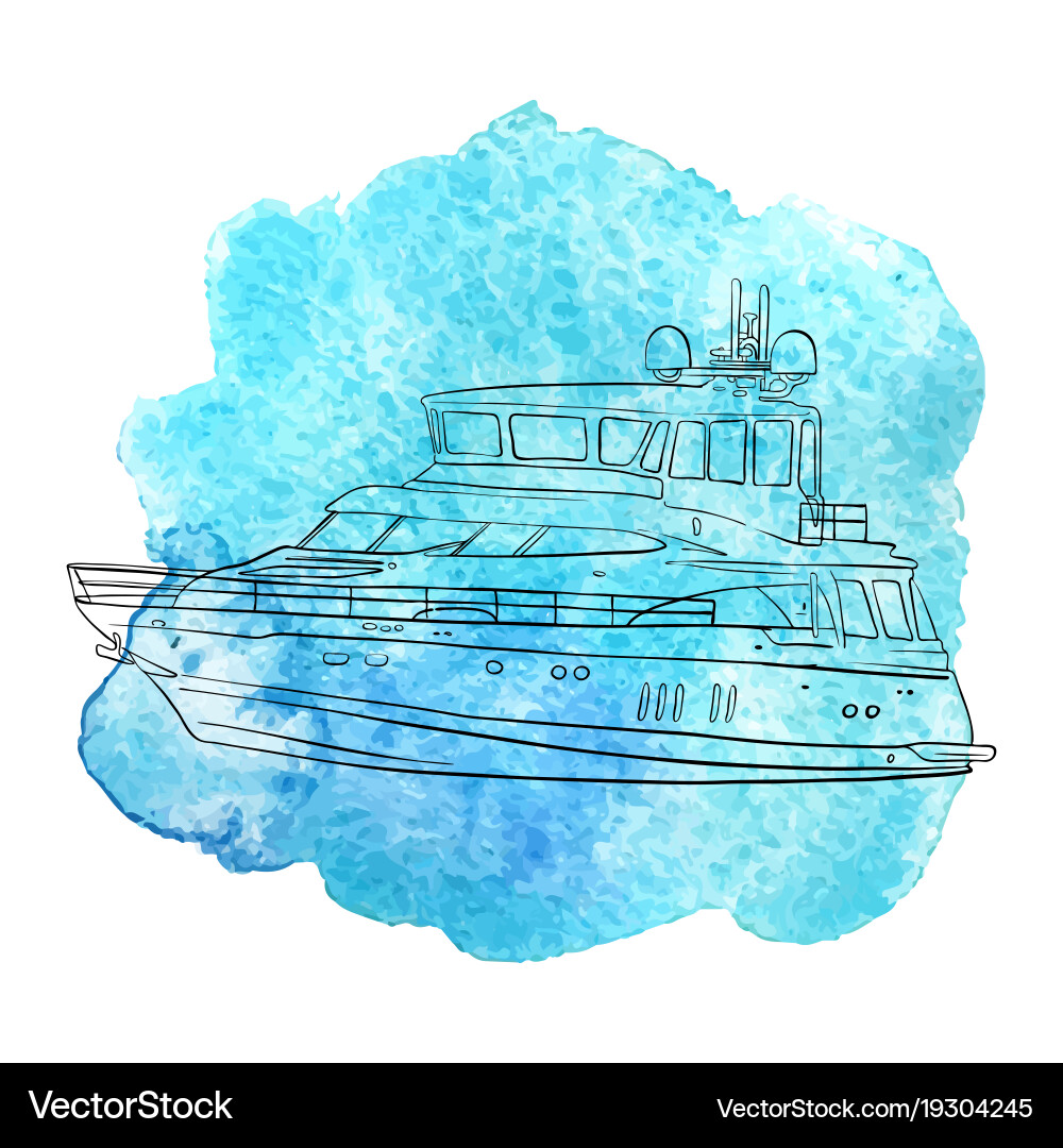 Ship at blue watercolor background Royalty Free Vector Image