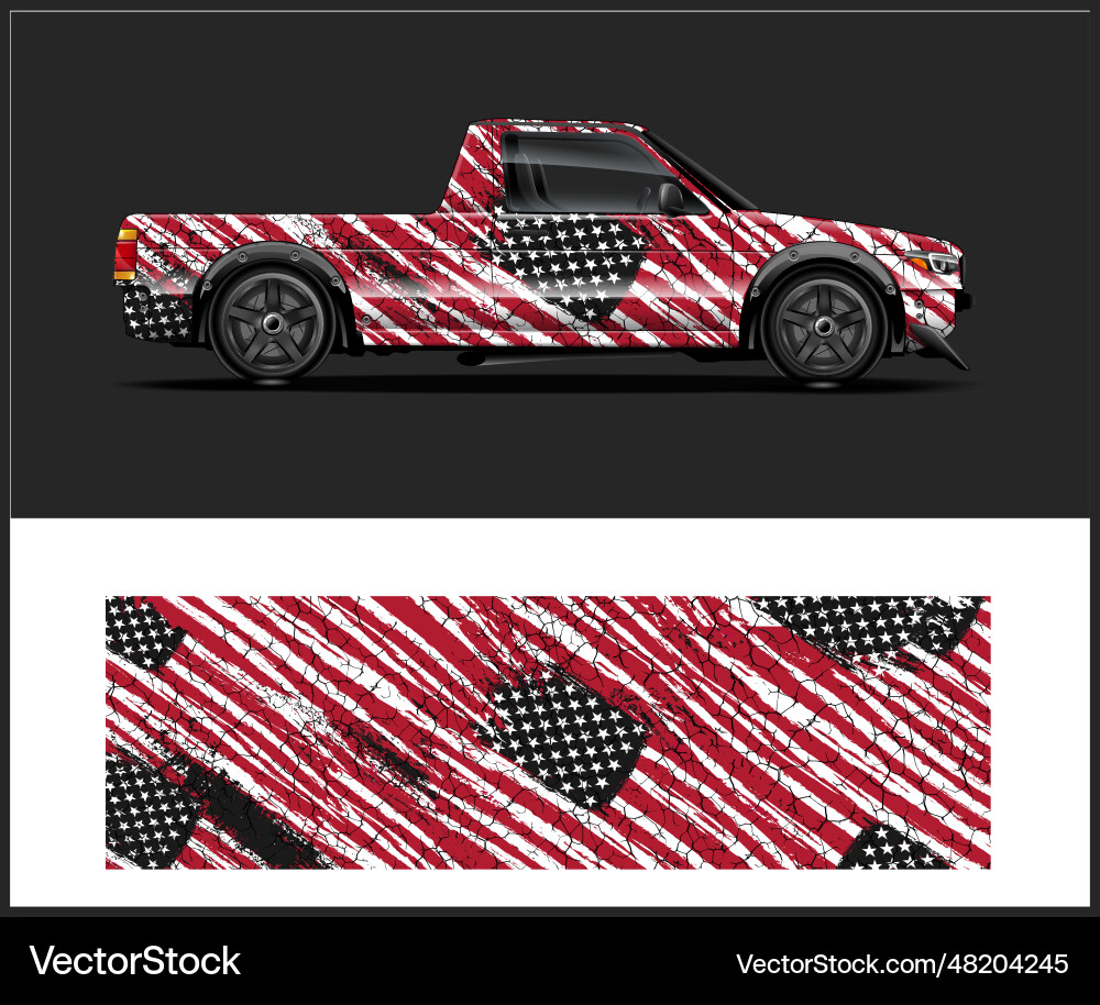 Sports car wrap decal design Royalty Free Vector Image