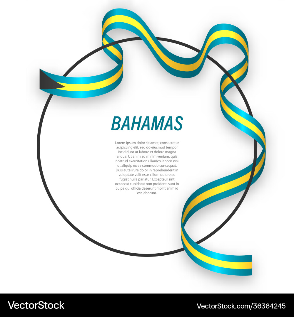 Waving ribbon flag bahamas on circle frame Vector Image