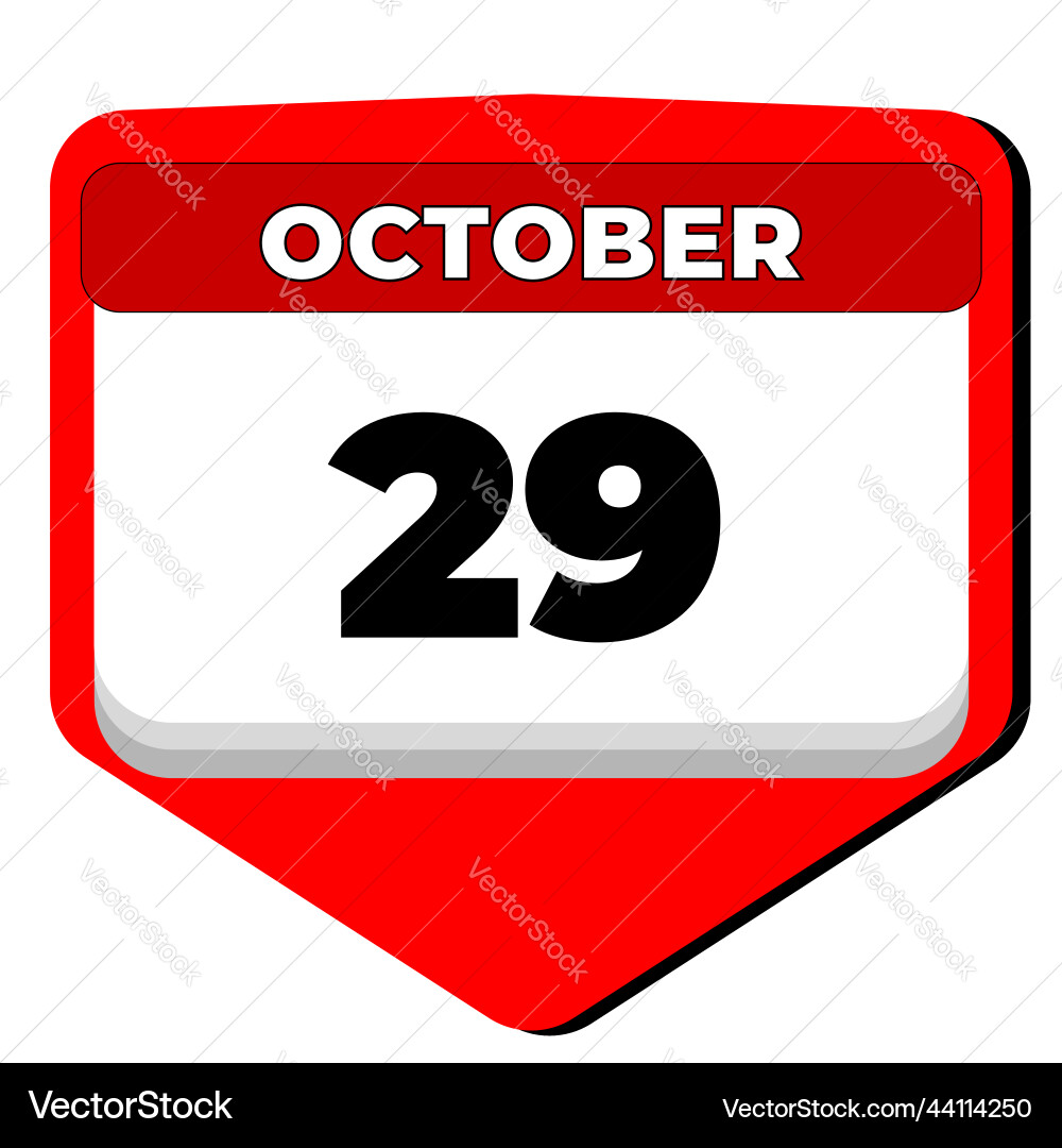 29 october icon calendar day date Royalty Free Vector Image
