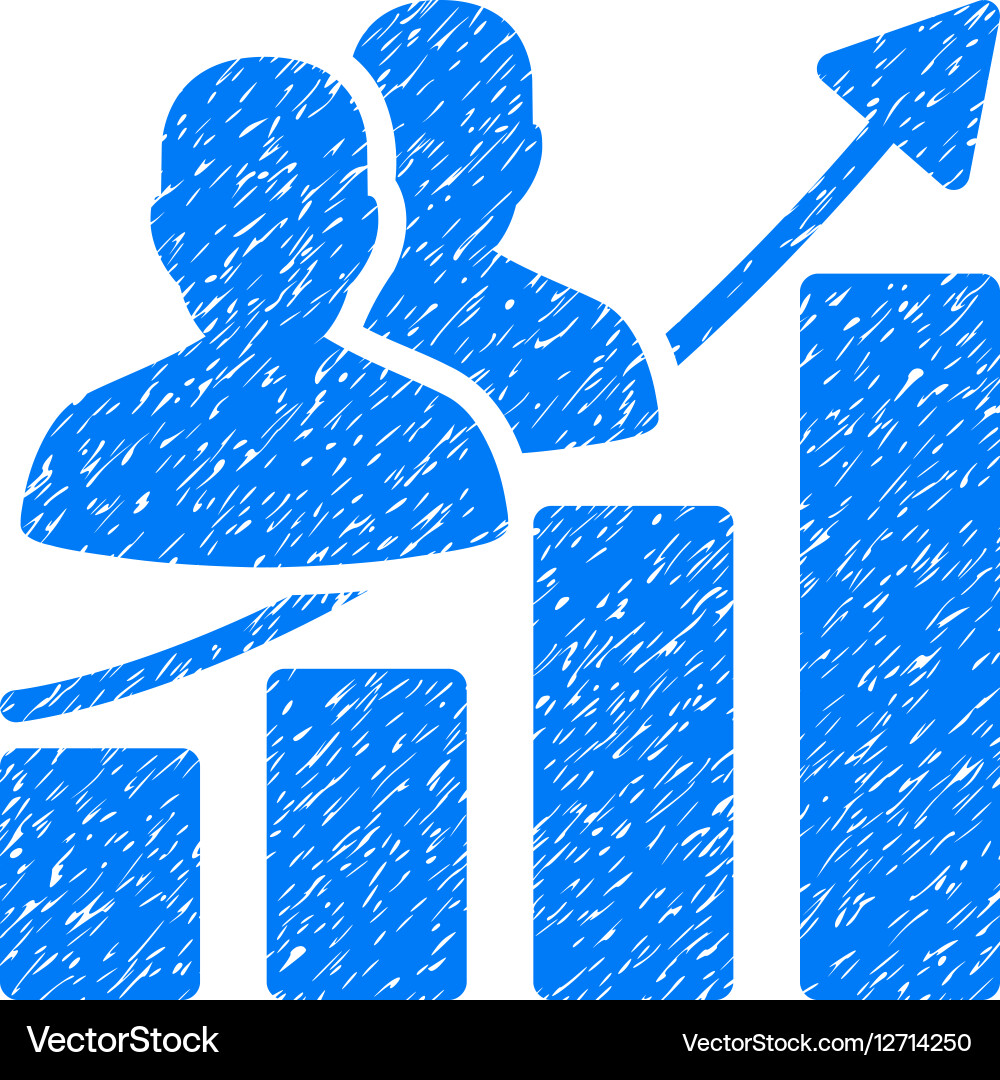 Audience growth bar chart grainy texture icon Vector Image