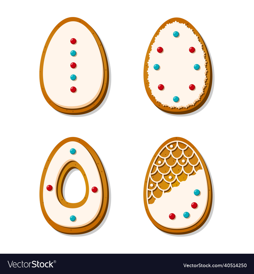 Easter gingerbread cookies in the shape of eggs Vector Image