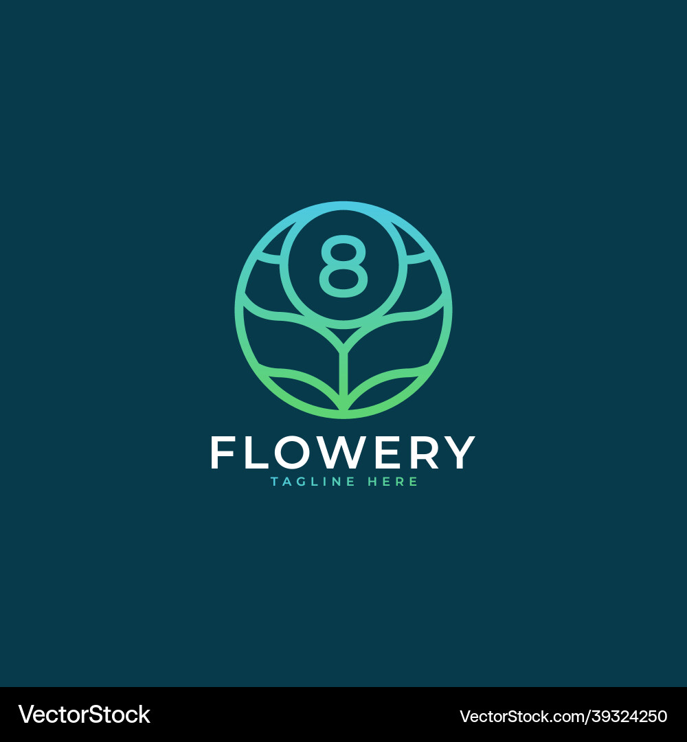 Flower number 8 logo design template element eps10
