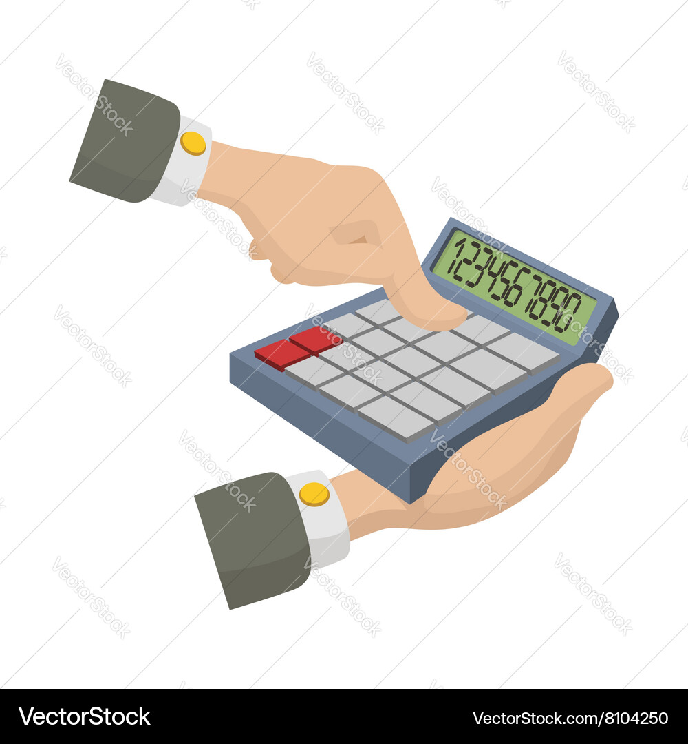 Hands with calculator icon cartoon style Vector Image