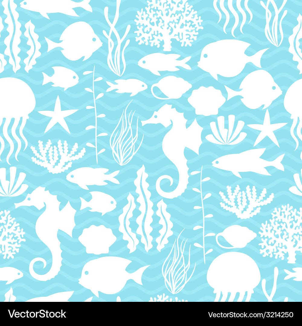 Marine life seamless pattern with sea animals Vector Image