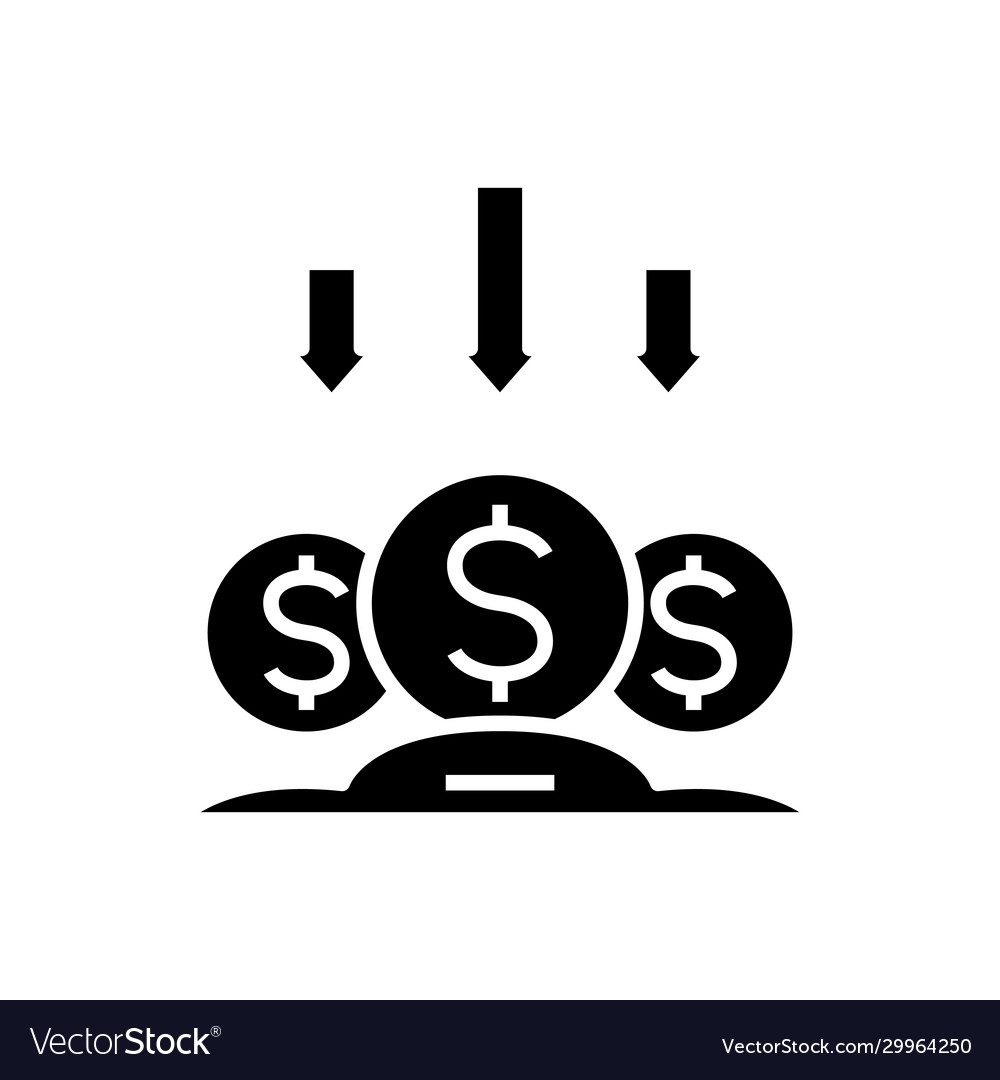 Profit decrease black icon concept Royalty Free Vector Image