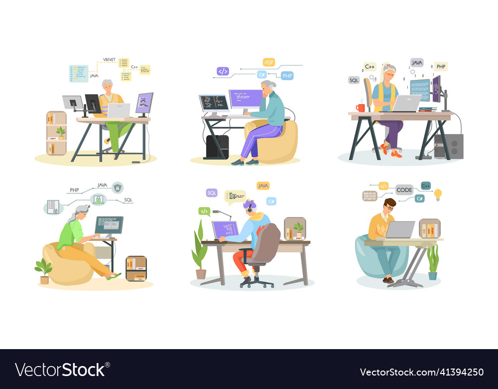 Programmer Engineering And Coding Royalty Free Vector Image