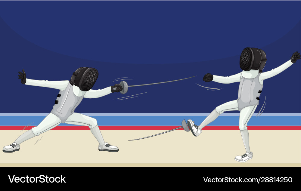 Scene with people doing fencing Royalty Free Vector Image