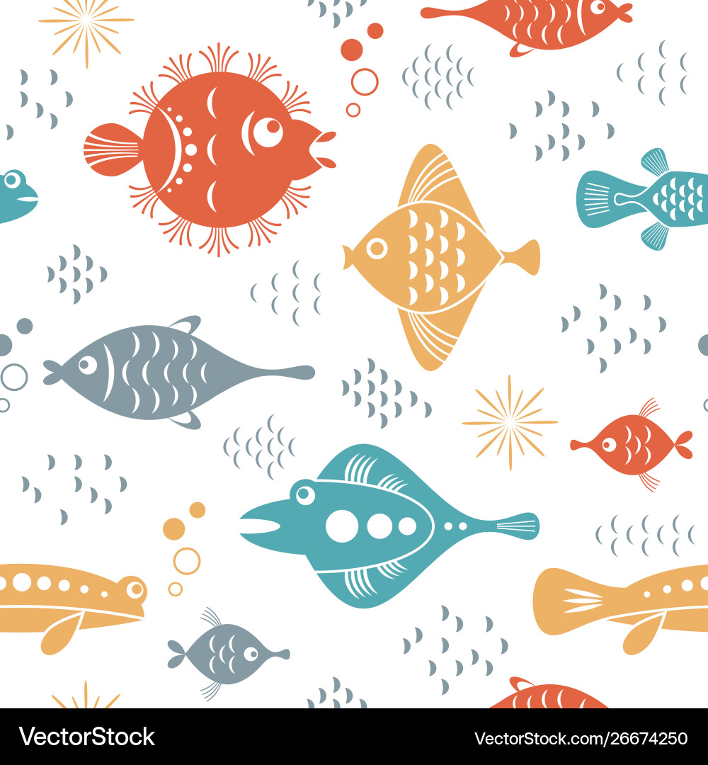 Seamless pattern with unusual beautiful fishes Vector Image