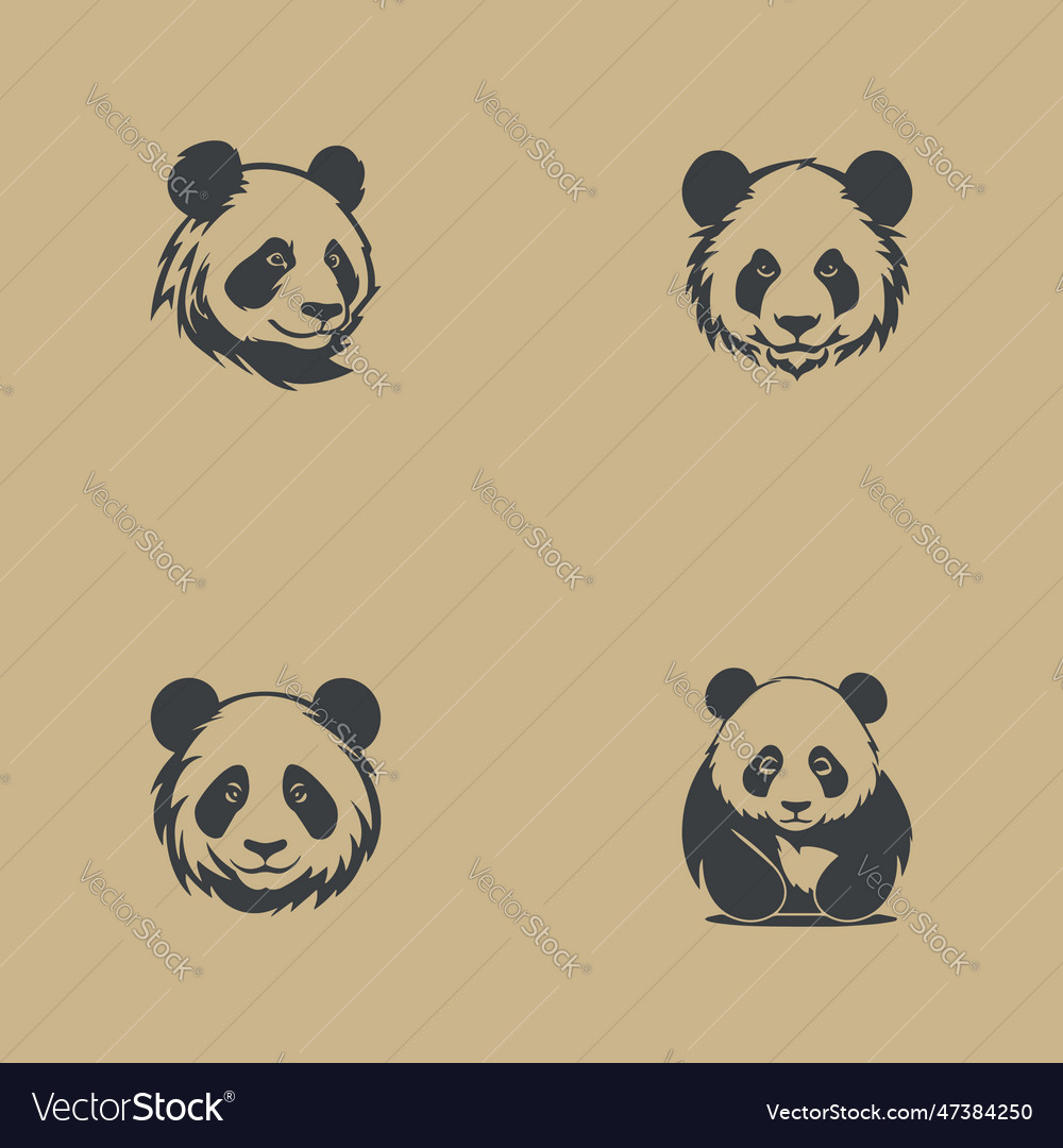 Set of panda logo icon design template elements Vector Image