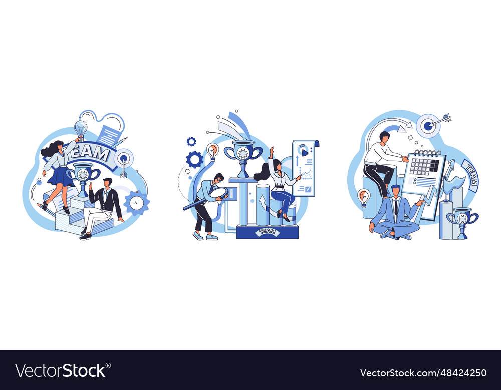 Team solving complex problems teamwork Royalty Free Vector