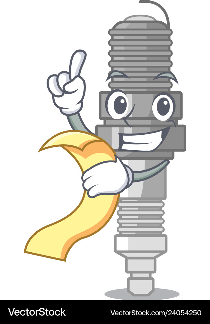 With menu spark plug isolated the mascot Vector Image