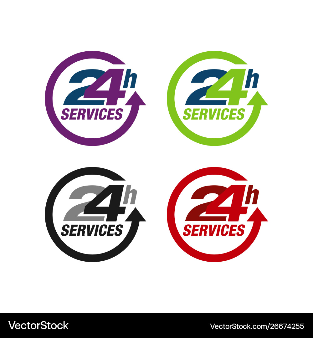 24 hours service sign icon day night services Vector Image