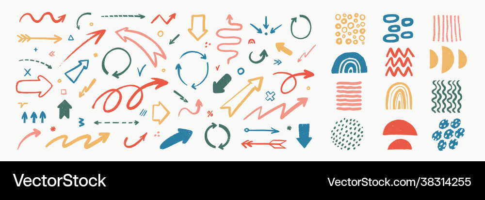 Abstract arrows and organic shapes set various Vector Image