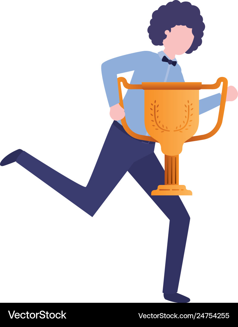 Businessman with trophy avatar character Vector Image