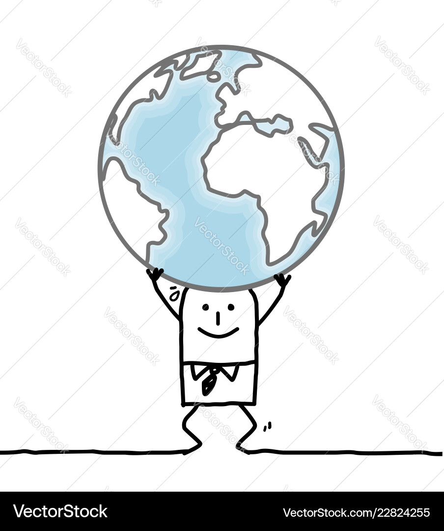 Cartoon man carrying the earth Royalty Free Vector Image