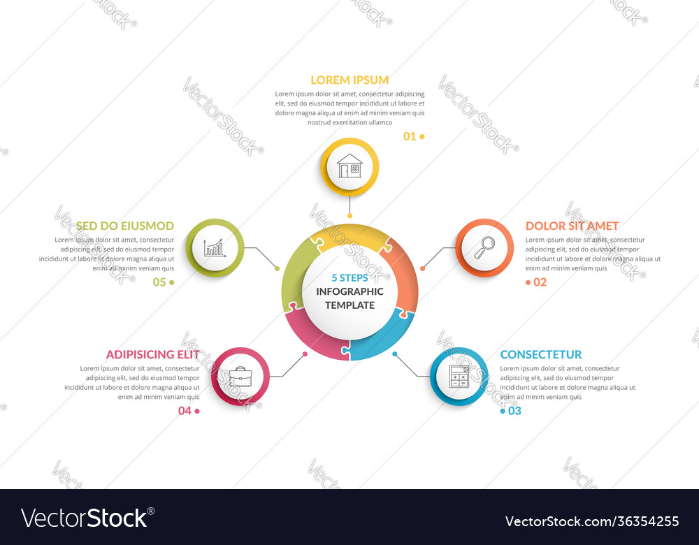 Circle infographics - five elements Royalty Free Vector