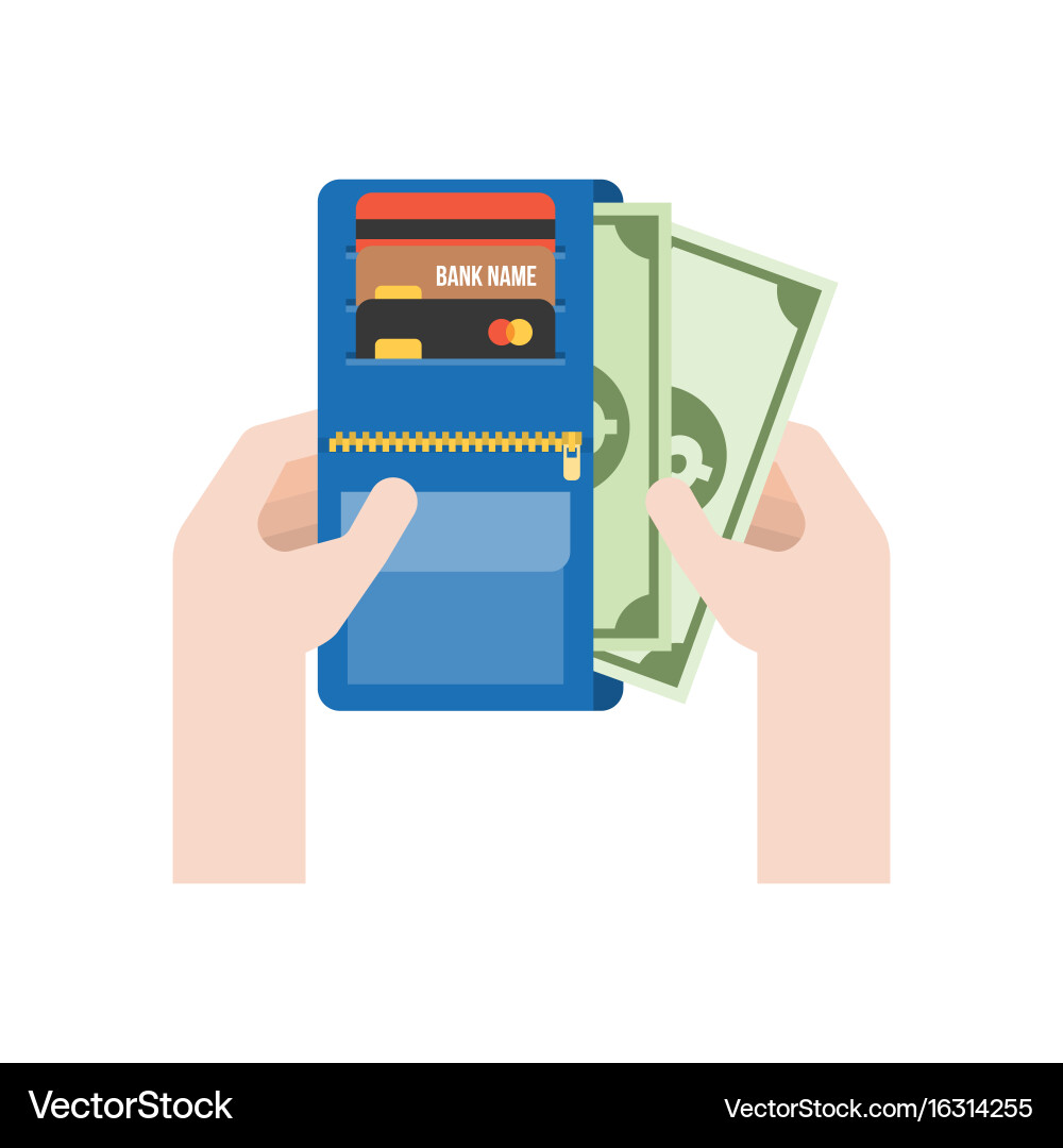 Hand pick money from purse Royalty Free Vector Image