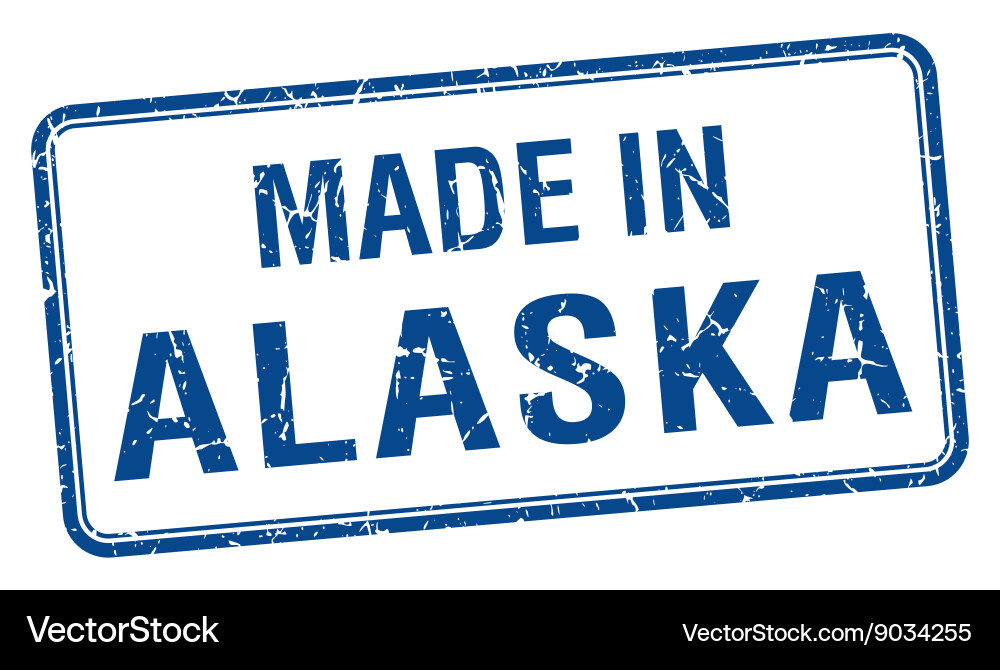 Made in alaska blue square isolated stamp Vector Image