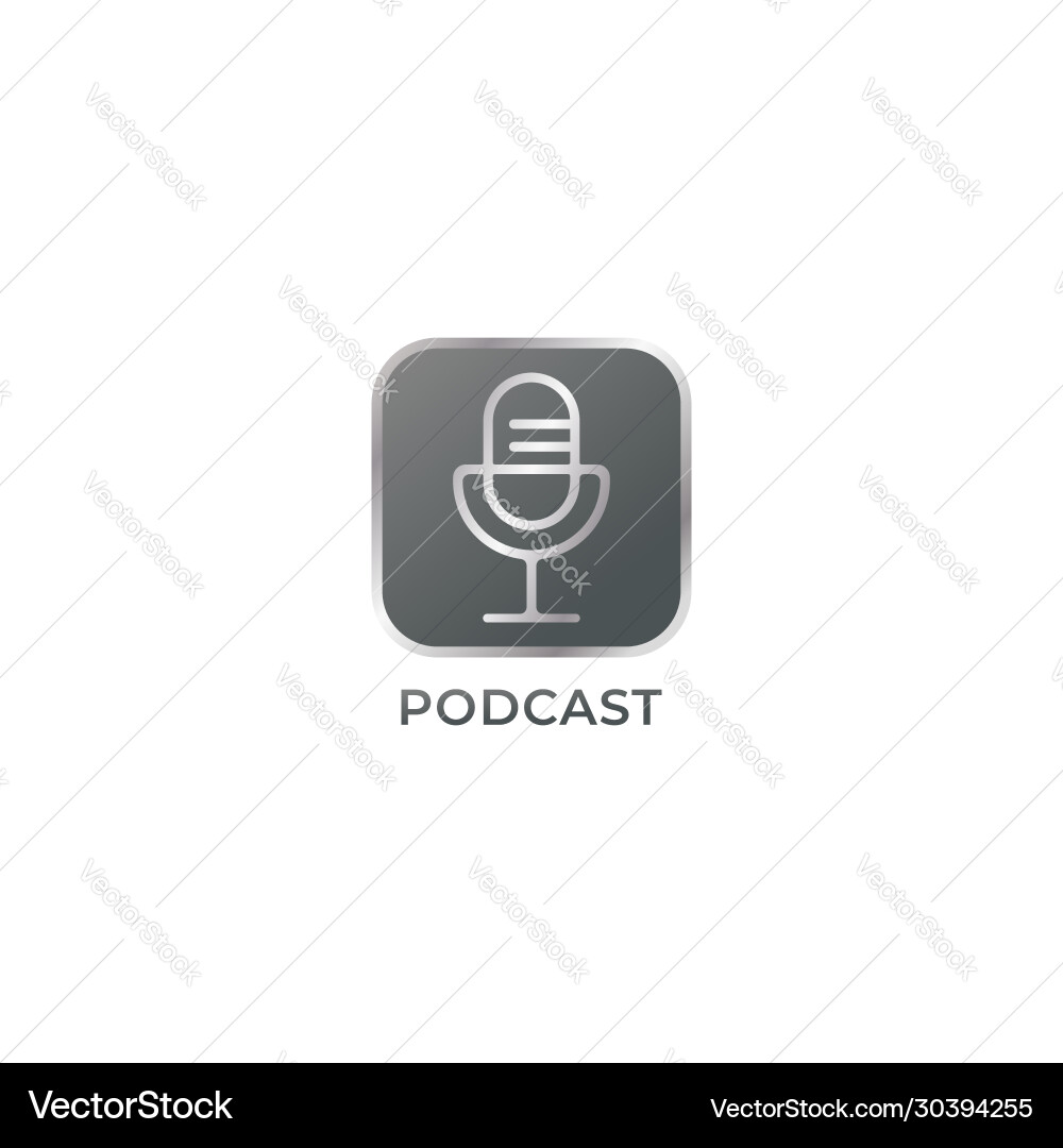 Metallic podcast logo design template isolated Vector Image