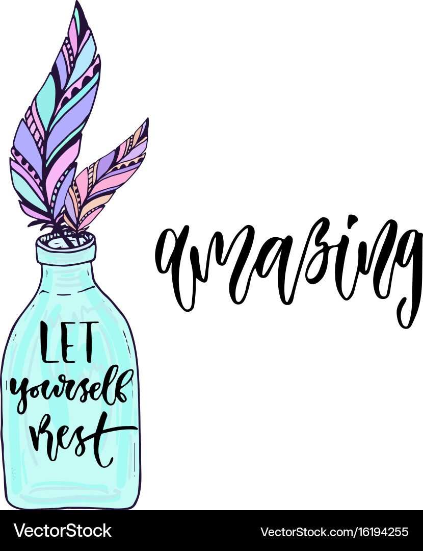 Modern lettering with boho art inspirational hand Vector Image