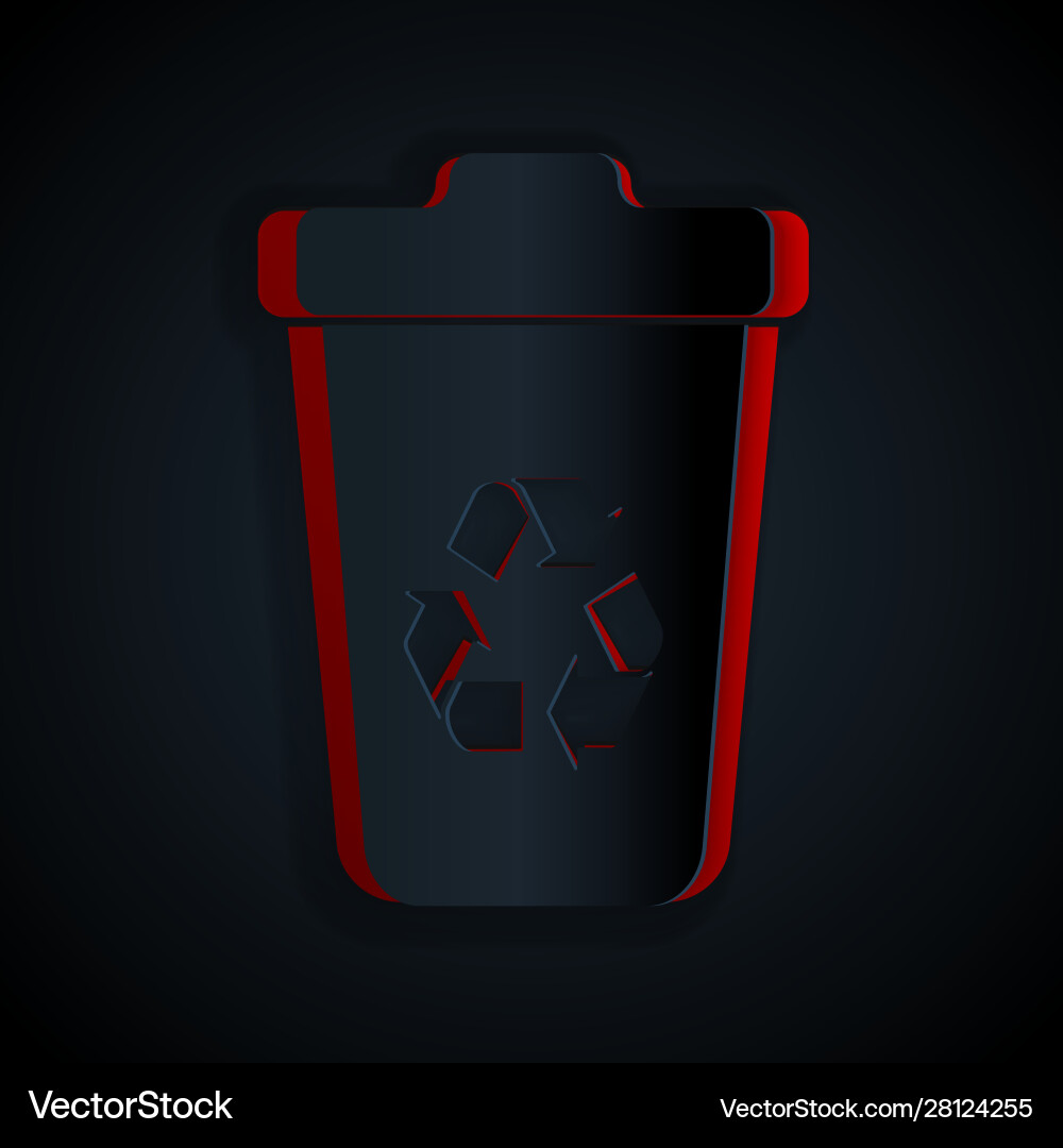 Paper cut recycle bin with recycle symbol icon Vector Image