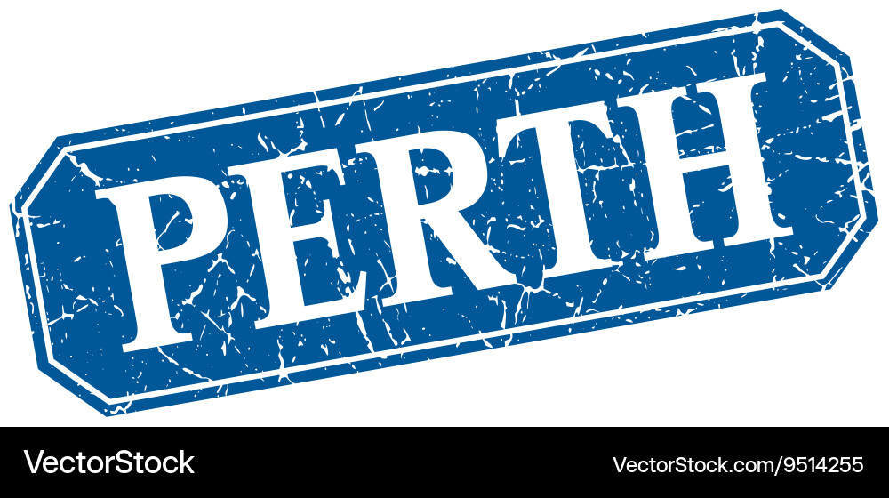 Perth blue square grunge retro style sign Vector Image